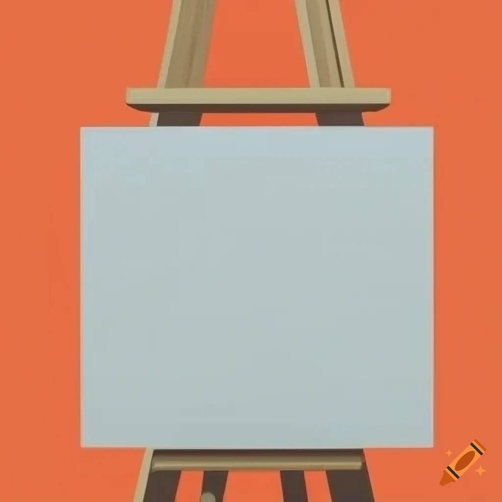 Square canvas mock up on easel and background flat design