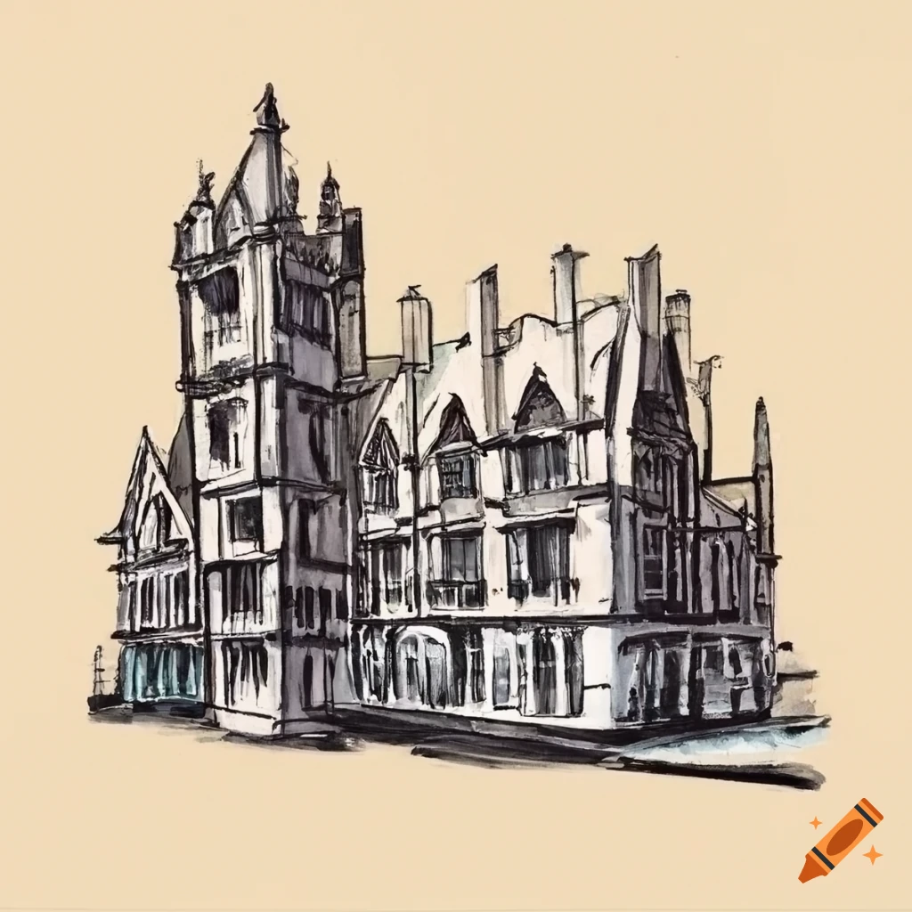 Sketch a collage of oxfords historical buildings on Craiyon