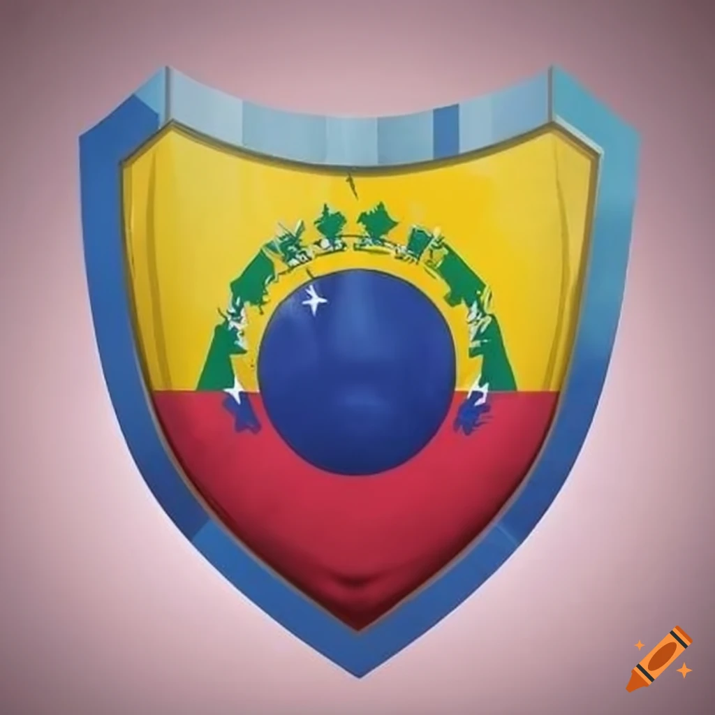 Vibrant venezuelan soccer team shield with national colors