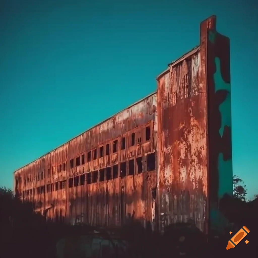 Miami rusty factory structures (not buildings) in forest sunny weather ...