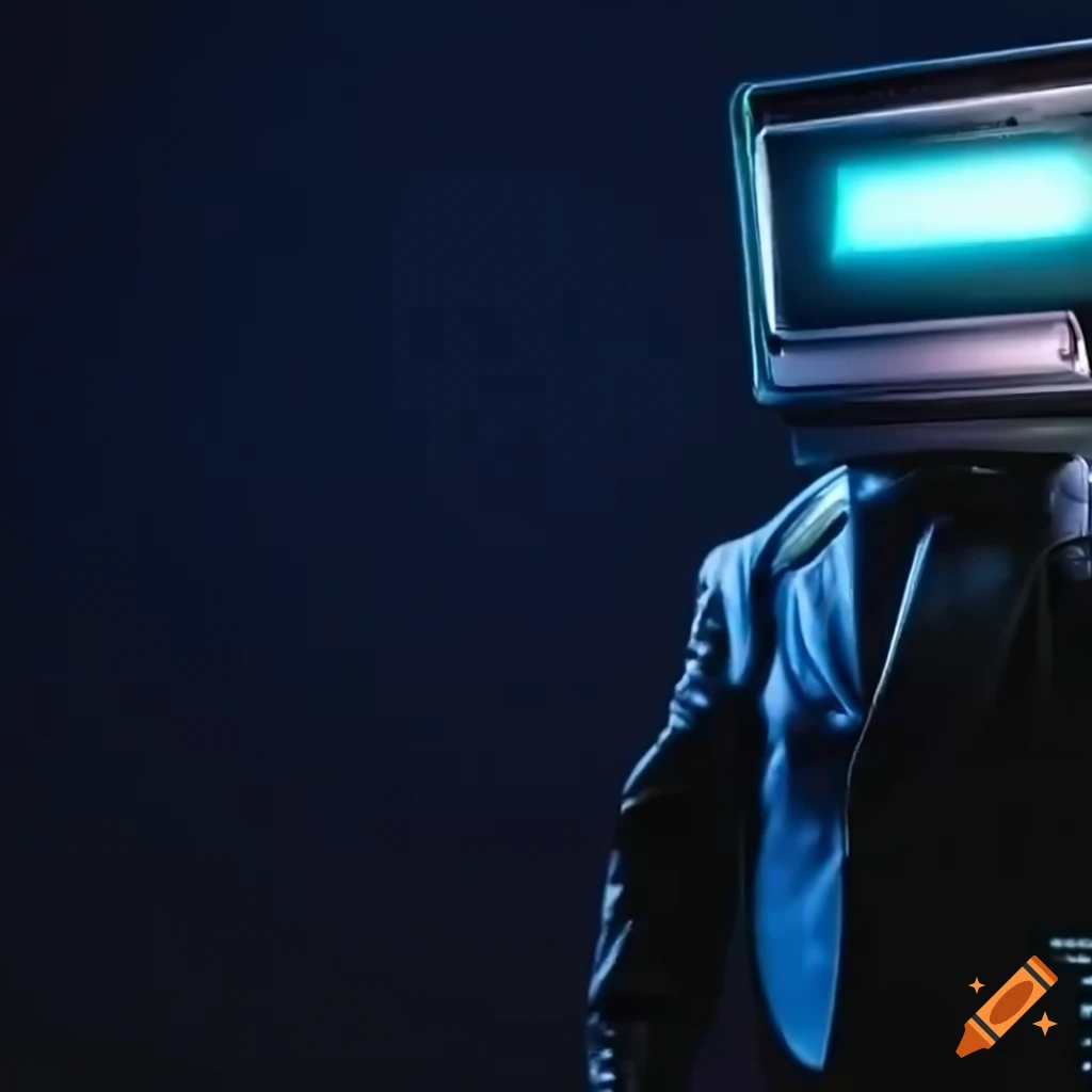 Figure in a suit with a television for a head, tv for a head, tv head ...