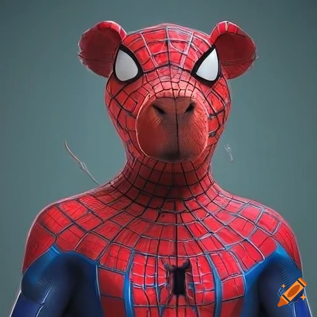 Capybara with spiderman suit
