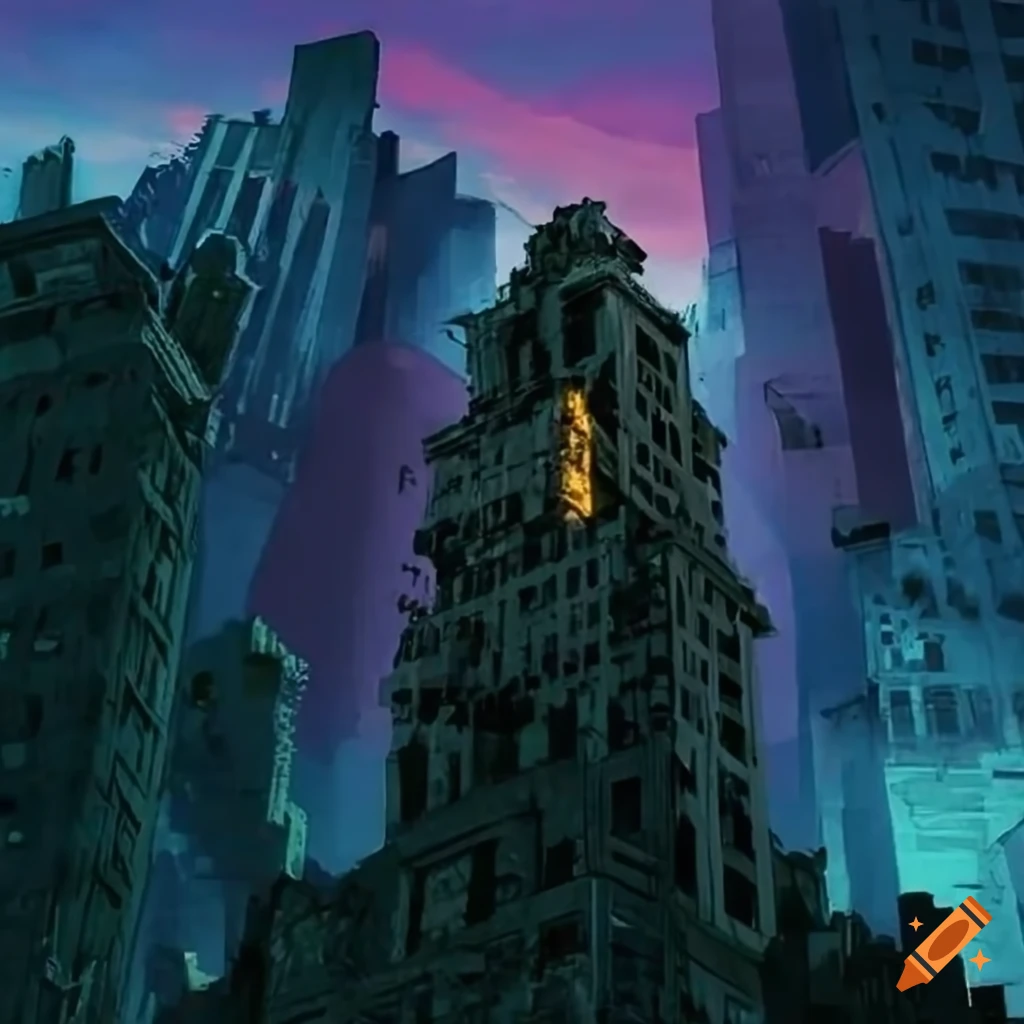 Post-apocalyptic sci-fi, 80s 90s anime, giant face hovering over ...