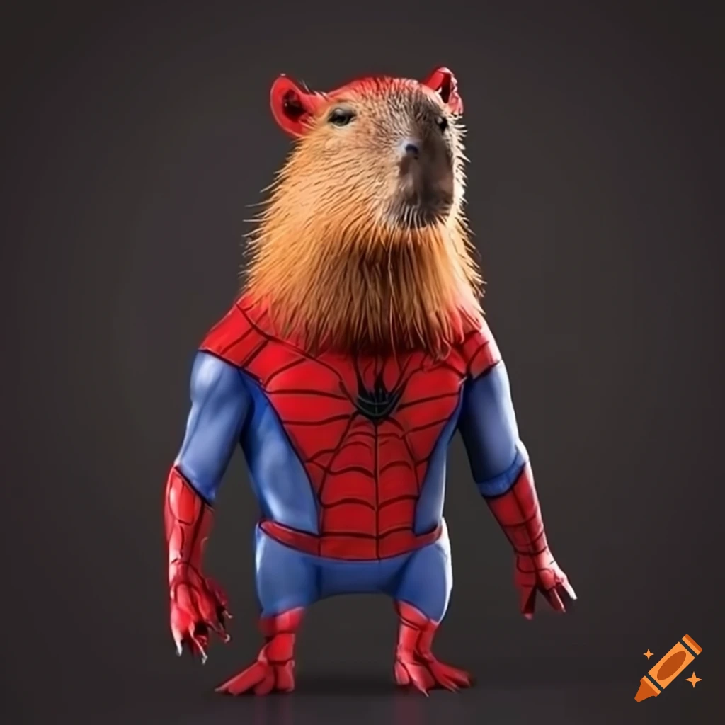 Capybara with spiderman suit on Craiyon