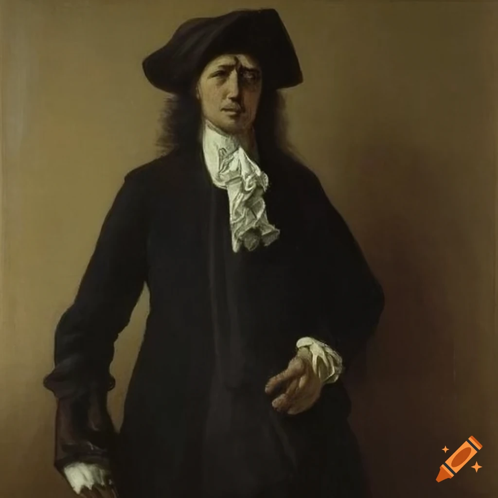 Frank duveneck dark paintings man 1700s clothing standing