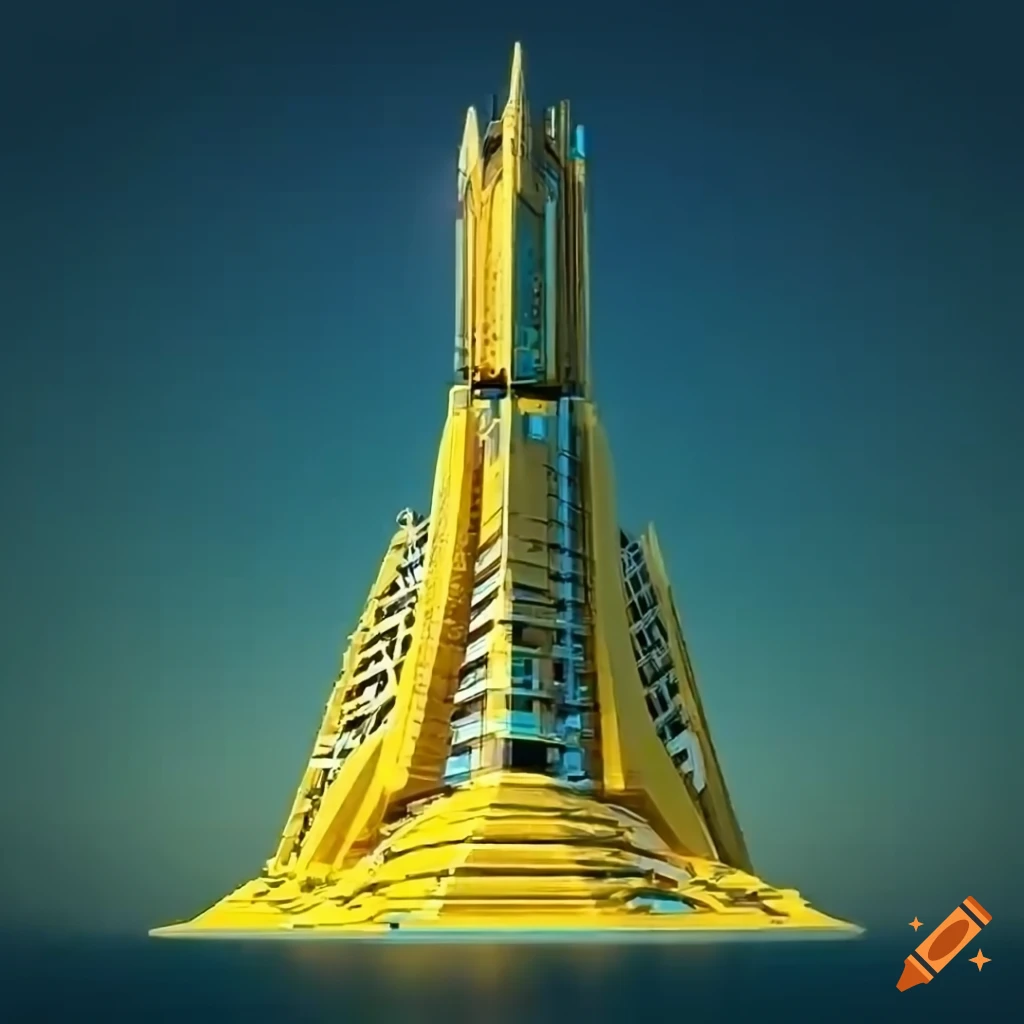 Impressive artwork of a futuristic building resembling an iceberg ...