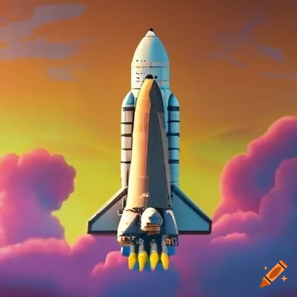 Space shuttle launch in a simpsons mood on Craiyon