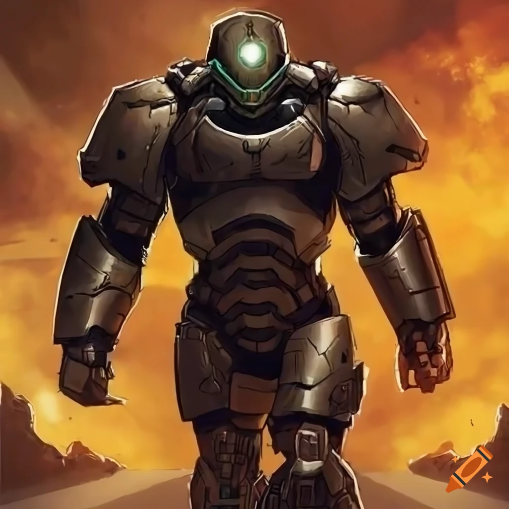 Sci fi battle. power armor. Epic comic style on Craiyon