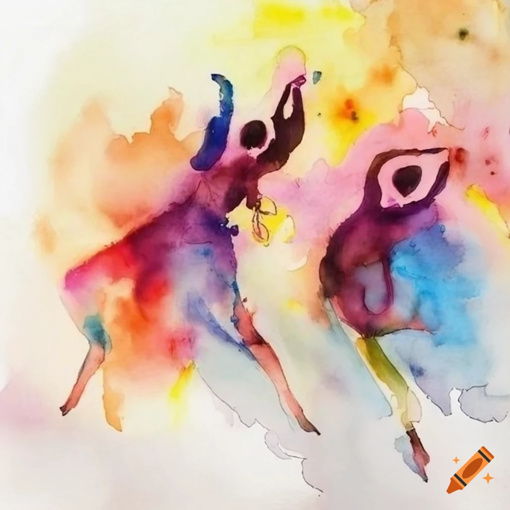 Abstract watercolor painting three muses dancing on Craiyon
