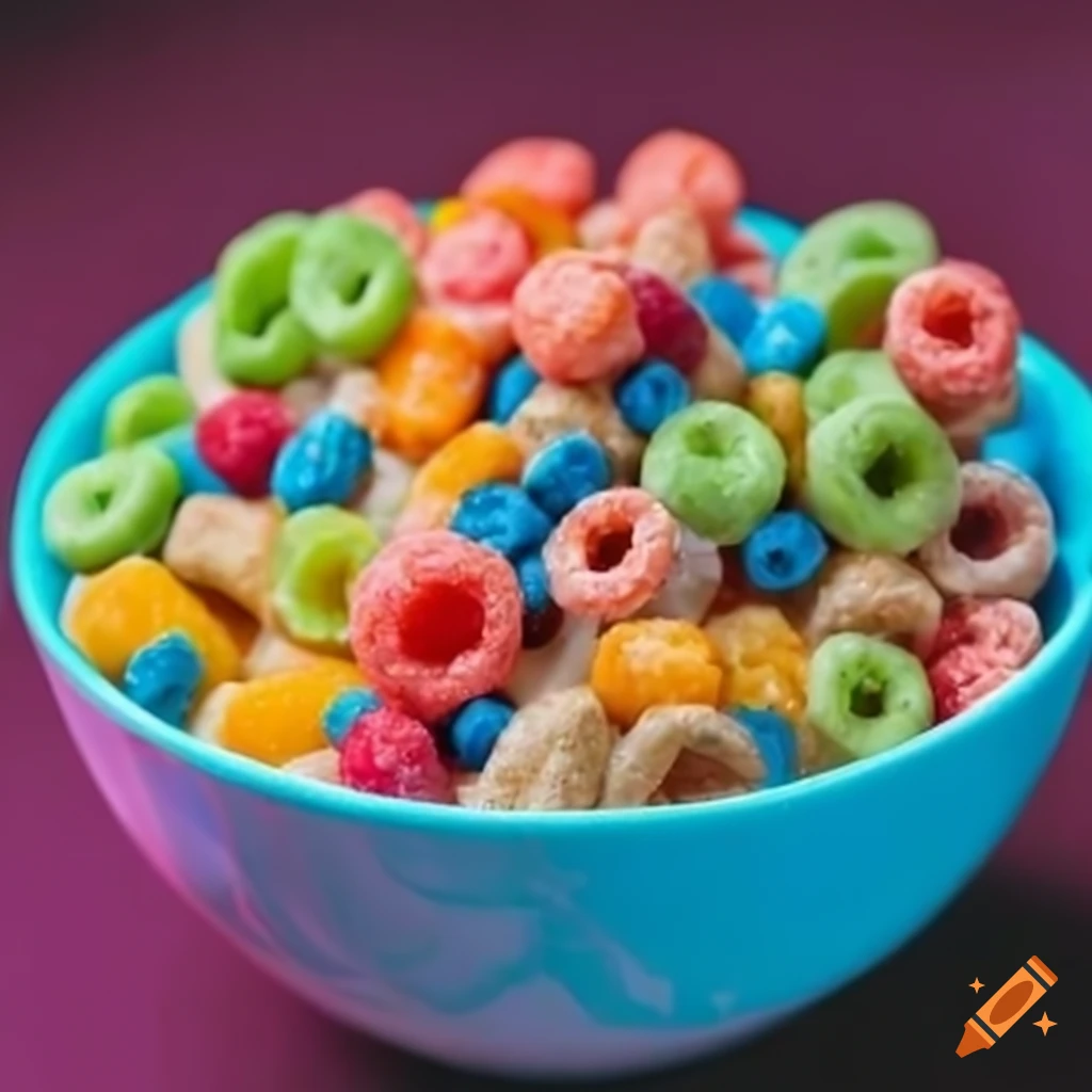 Math-themed cereal with colorful fruit shapes served in a bowl