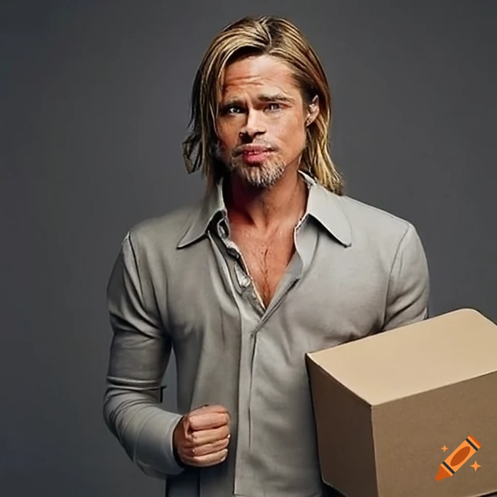 Brad pitt holding a box