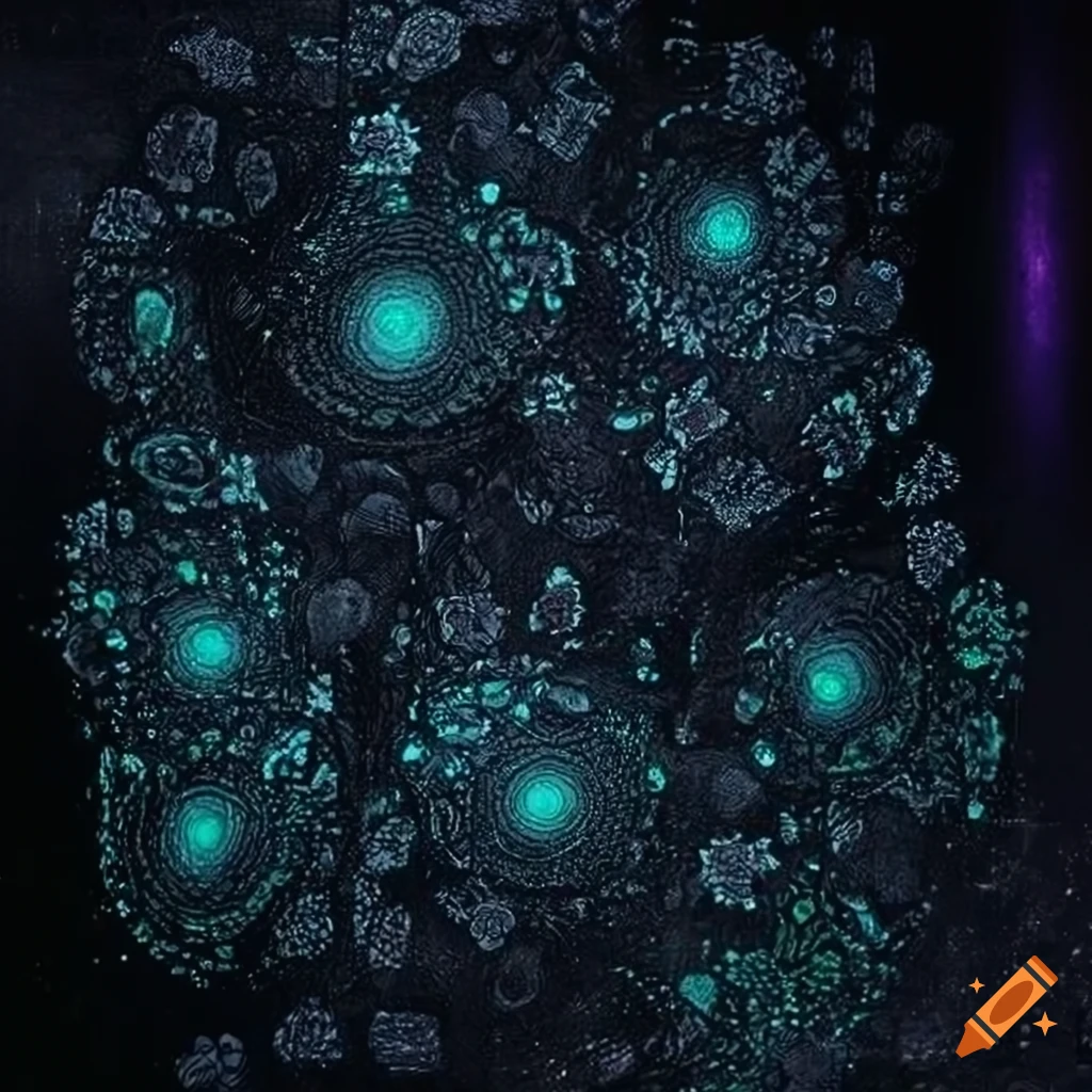 Cyberpunk abstract open space map of sadness flowers with biopunk ...