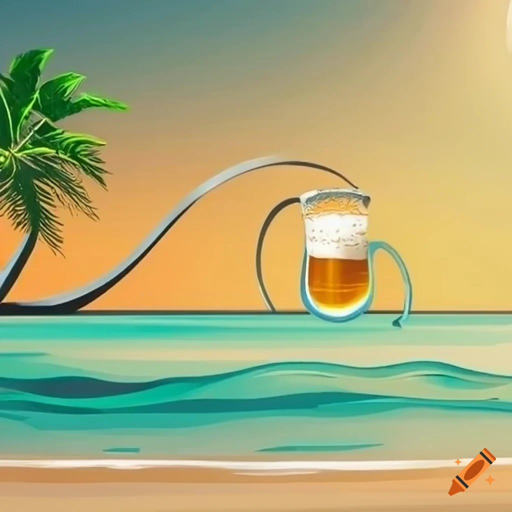 A beer paradise logo with a tropical beach theme