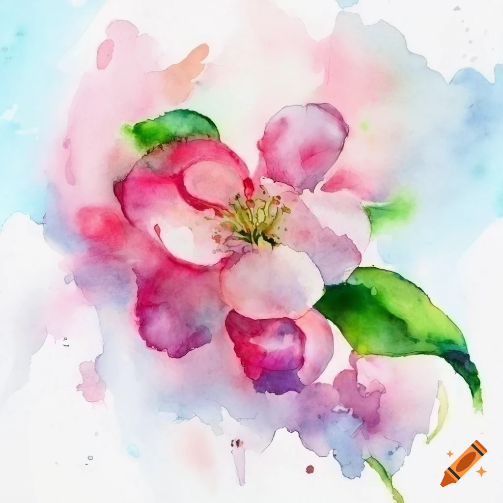 Watercolor of a apple blossom, high resolution