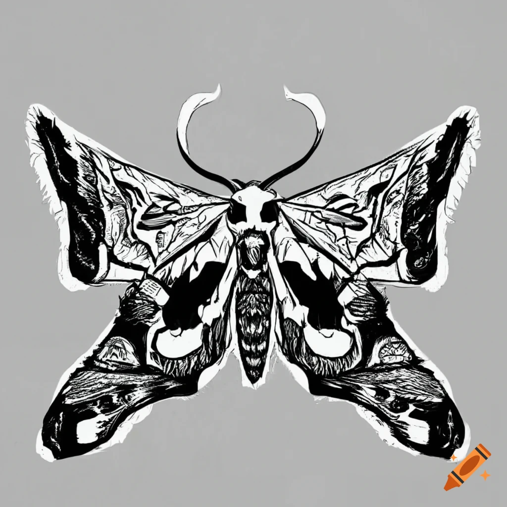 Moth skull lineart
