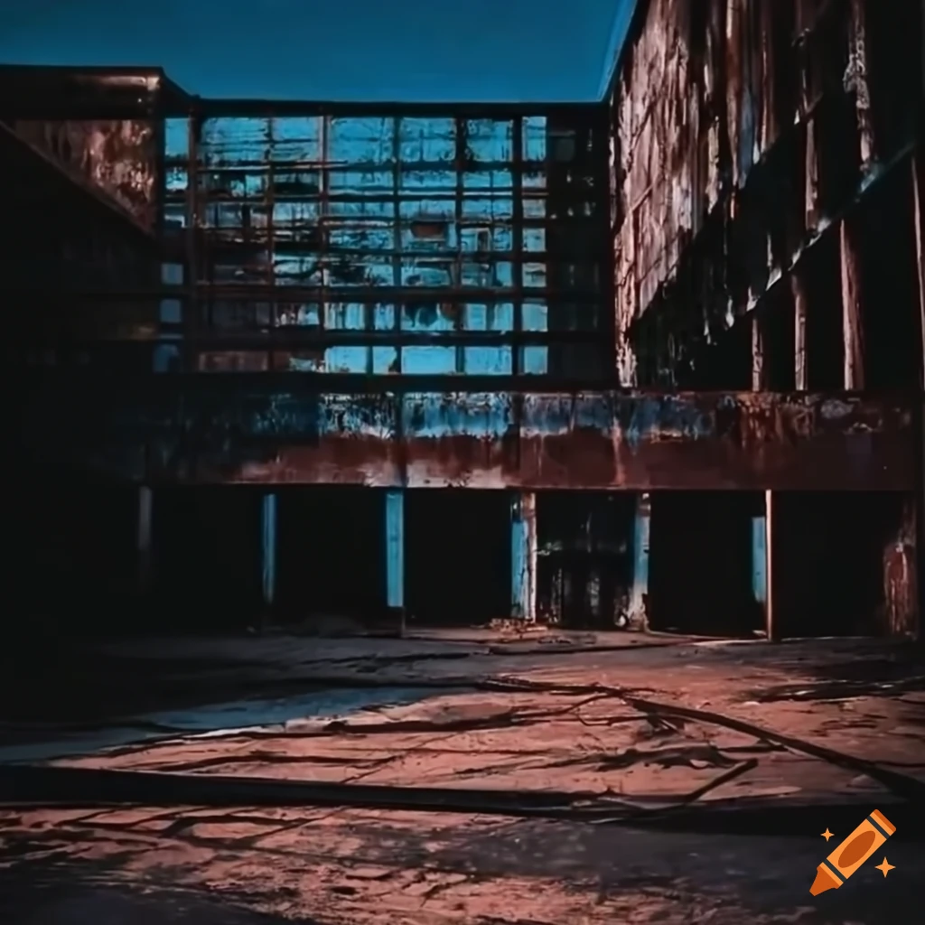 Miami rusty factory structures (not buildings) in forest sunny weather ...