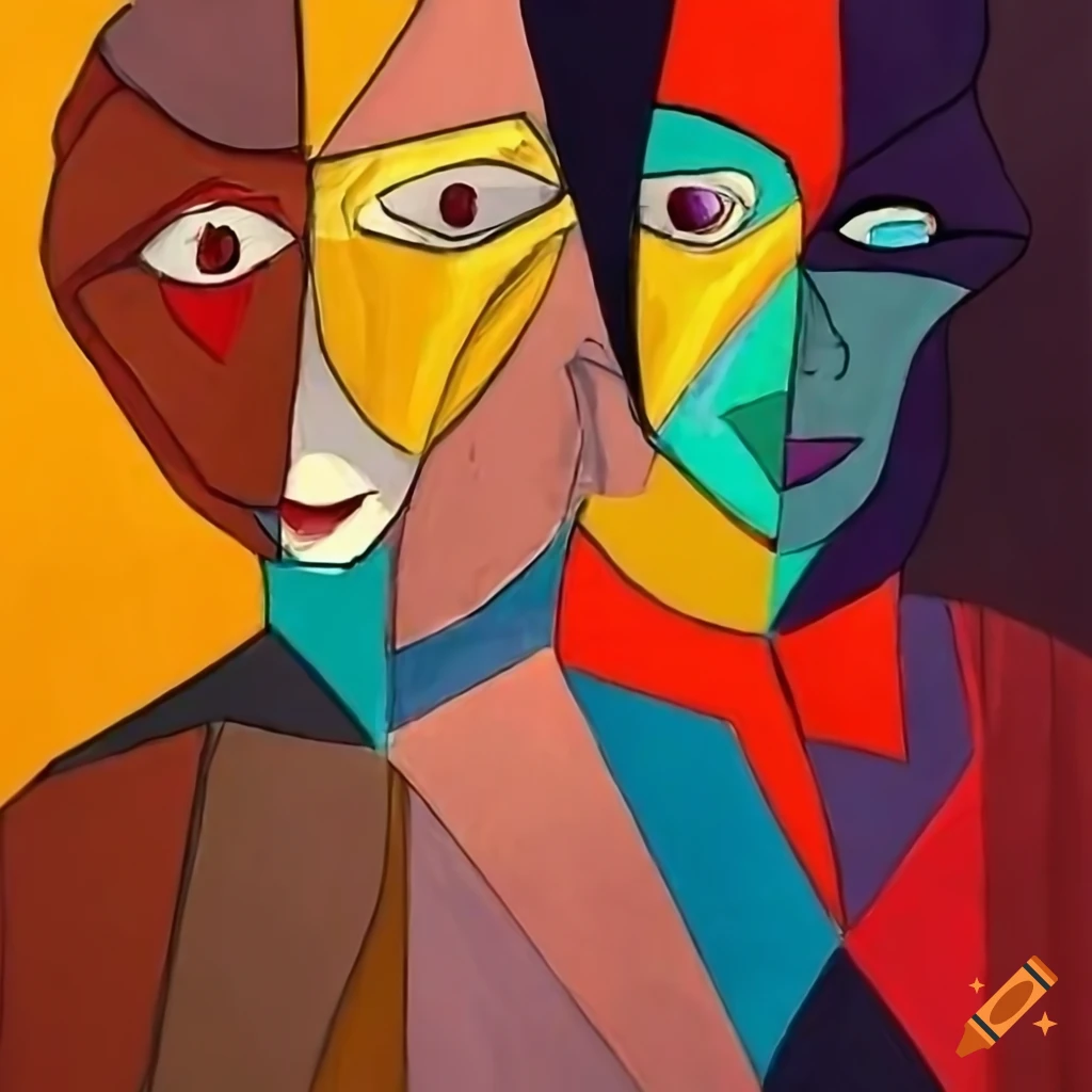 Portrait of the combination of hands and face of cubism on Craiyon