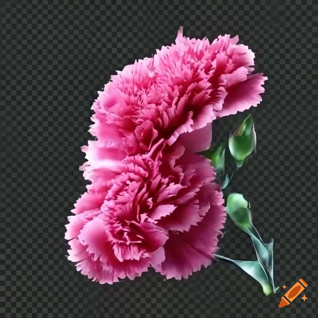 A pink carnation on transparent background on Craiyon