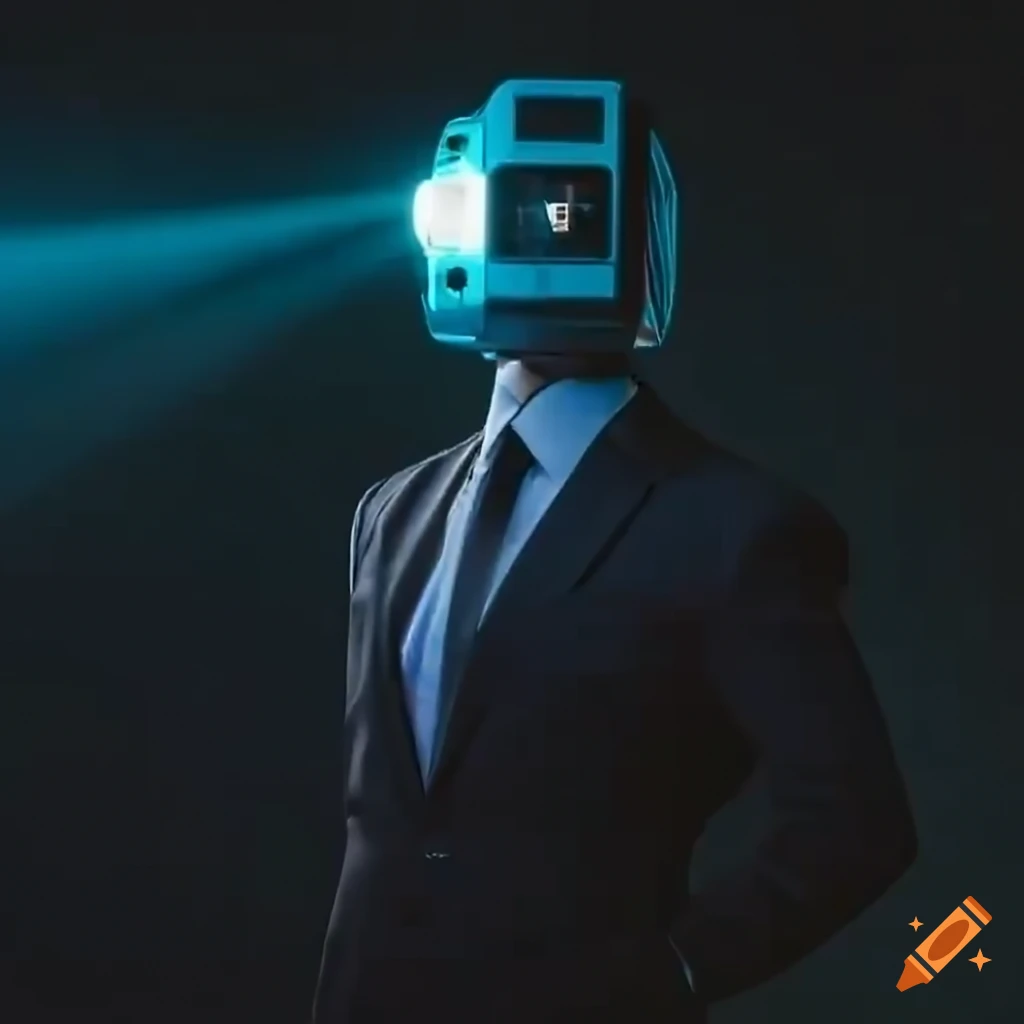 Figure in a suit with a television for a head, tv for a head, tv head ...