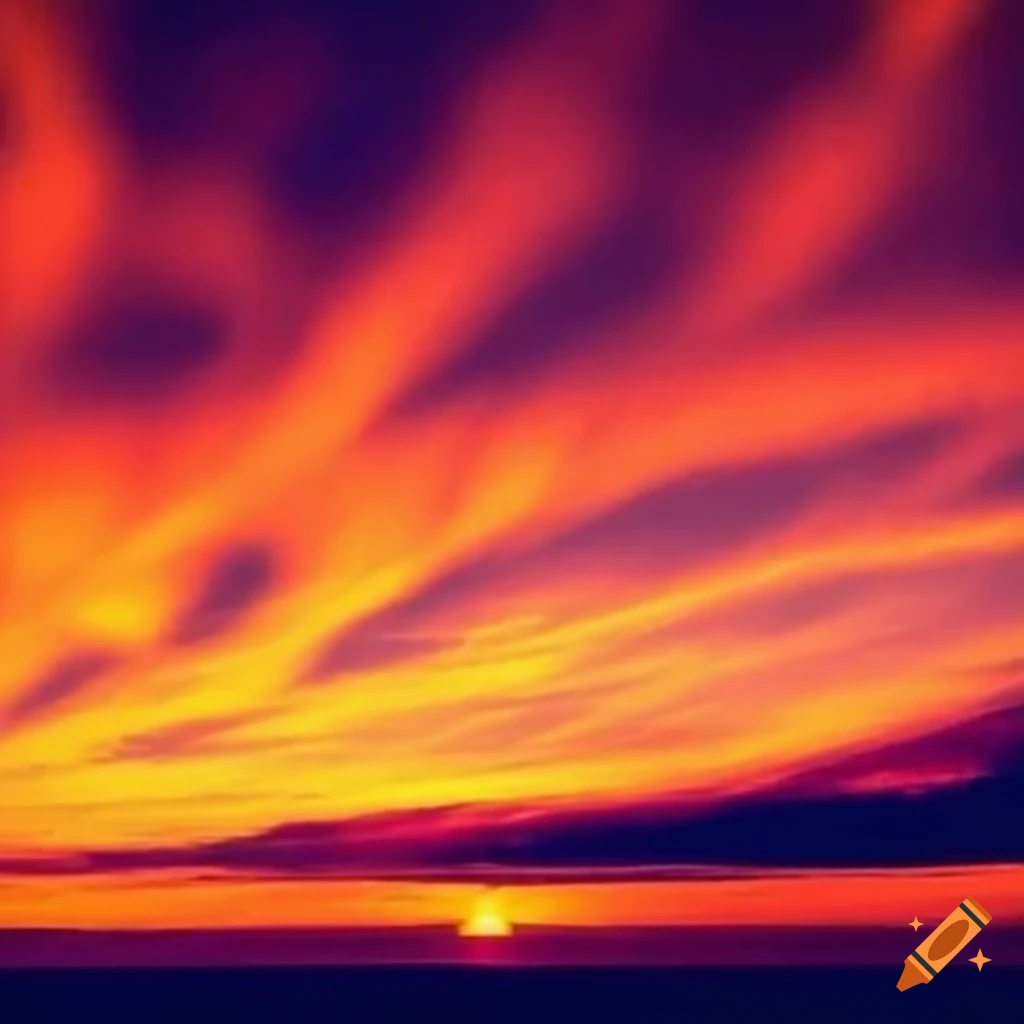 Vibrant sunset with orange hues painting the sky on Craiyon