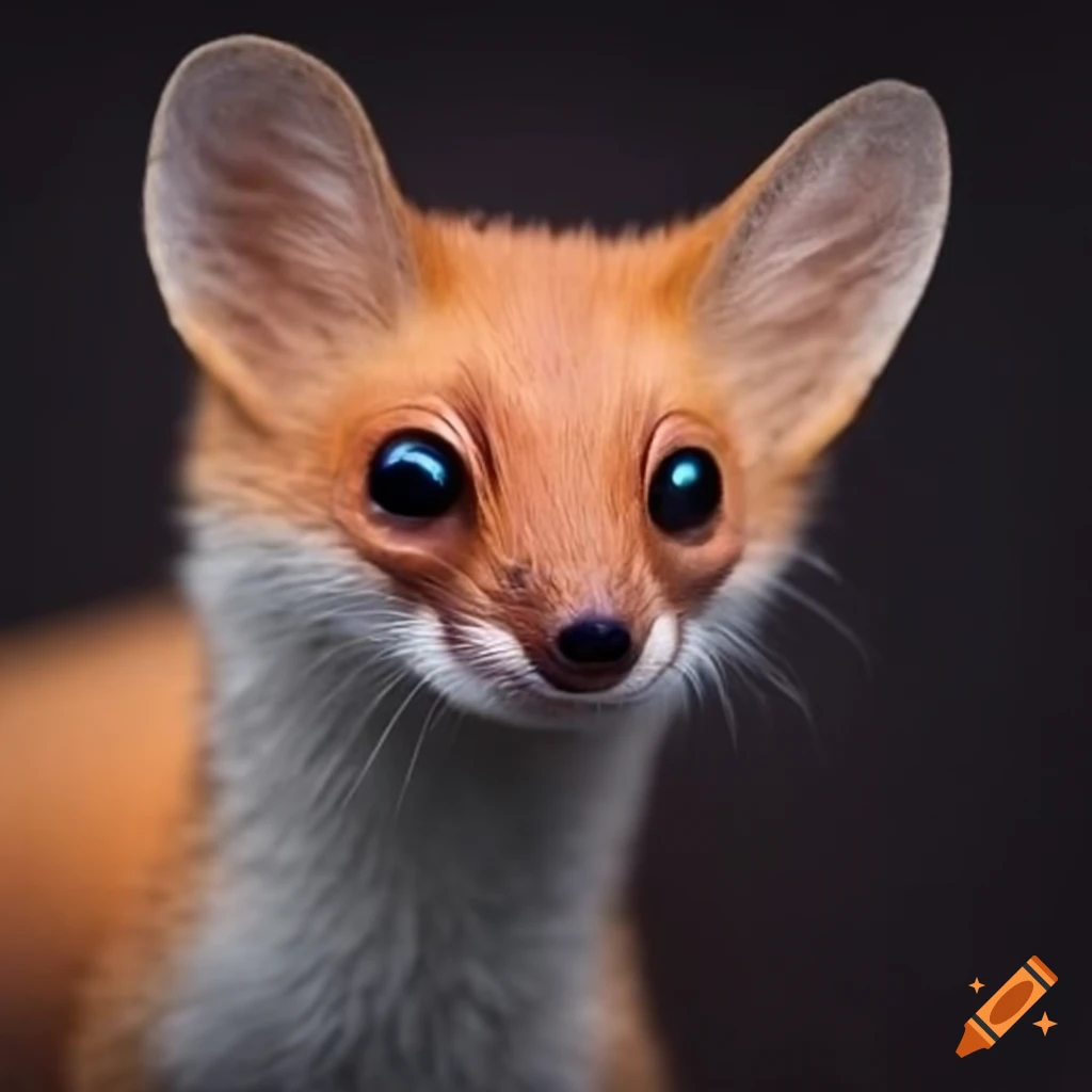 Small fantasy creature part fox ,part weasel, part bat