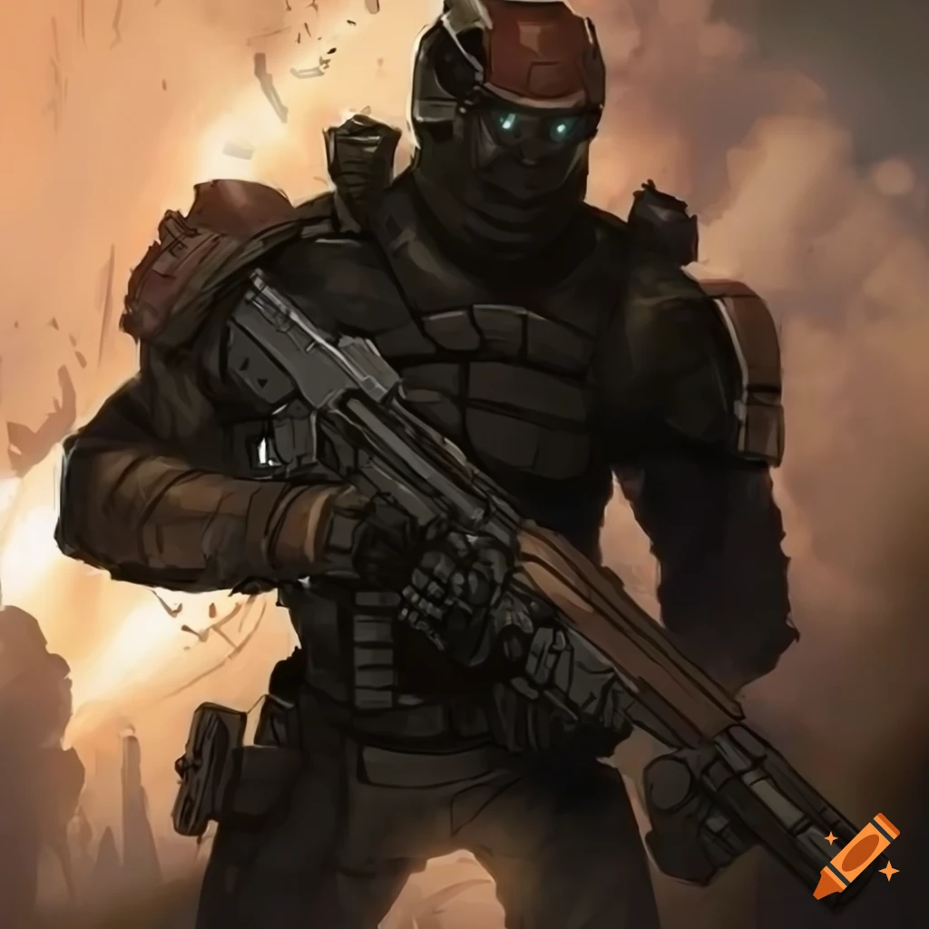 Epic scifi soldier. epic comic style