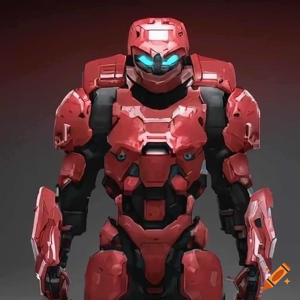 Crimson colors mobile armor sci-fi