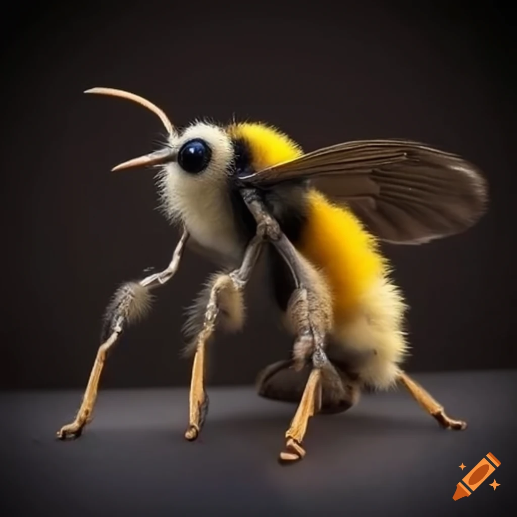 A whimsical hybrid creature inspired by both wrens and bumblebees, in ...