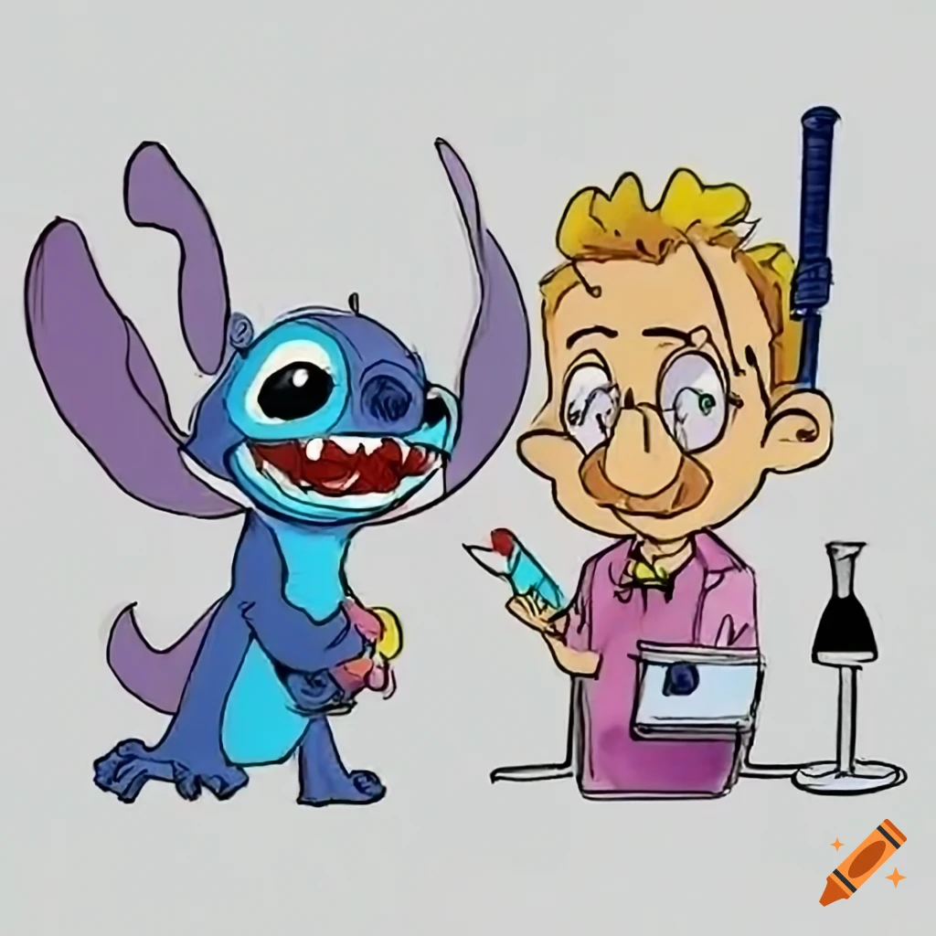 Disney Stich and Einstein, both studying physics in a laboratory, like ...