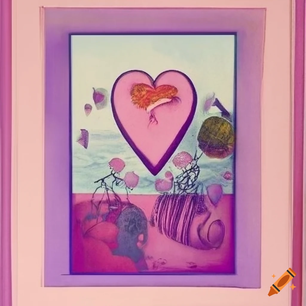 Max ernst Collage surrealistic anthropomorphic shapes pink and purple ...