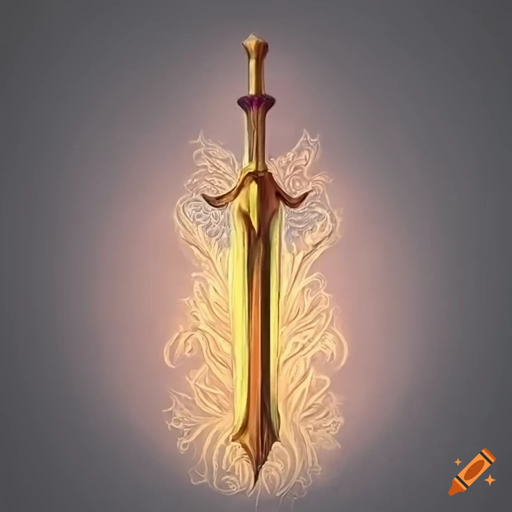 A shiny golden sword with intricate engravings