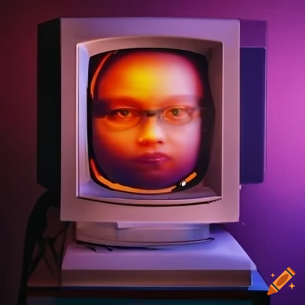 A nostalgic crt monitor showcasing vivid pixelated artwork on Craiyon