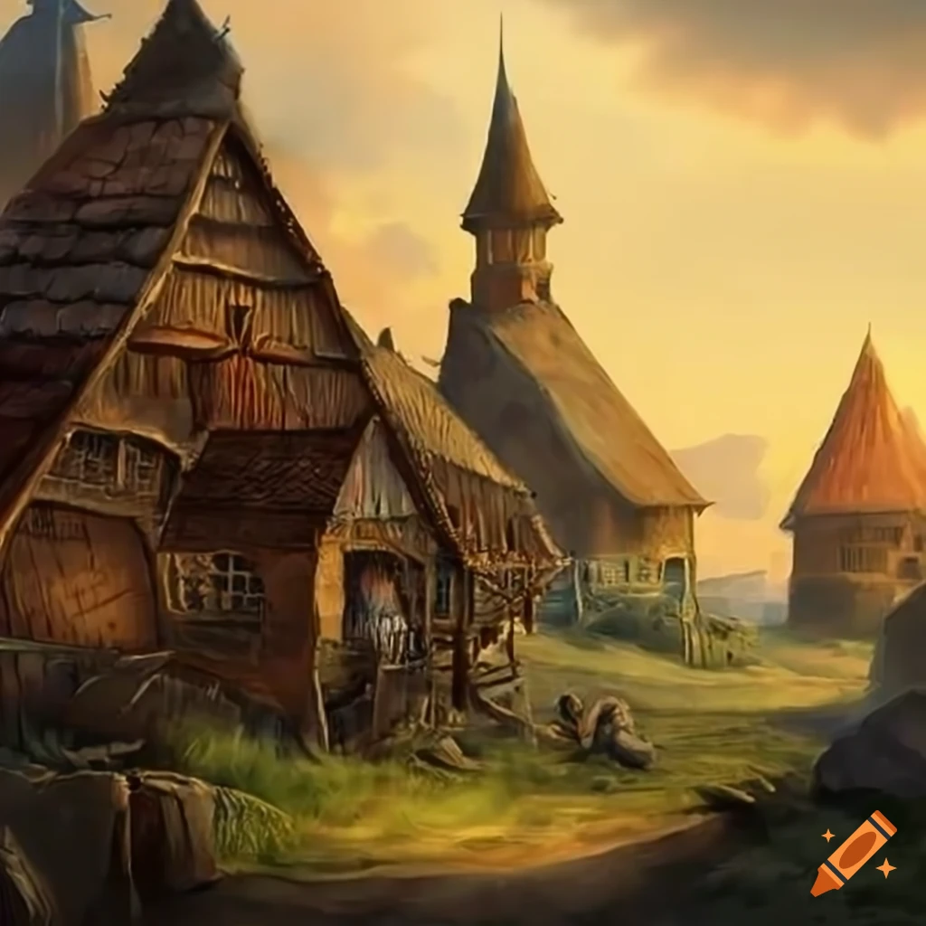 Fantasy artwork of a slavic costal town