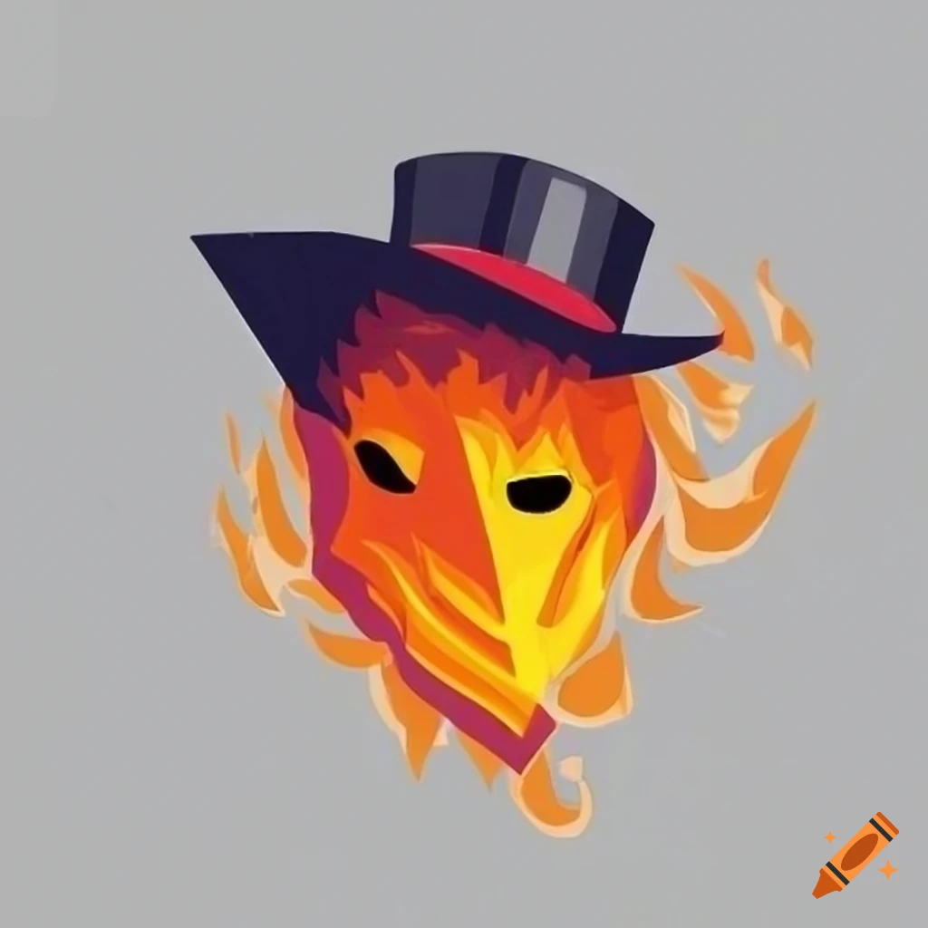 A guy made of fire, with a white mask (anime reaper mask) with a top ...