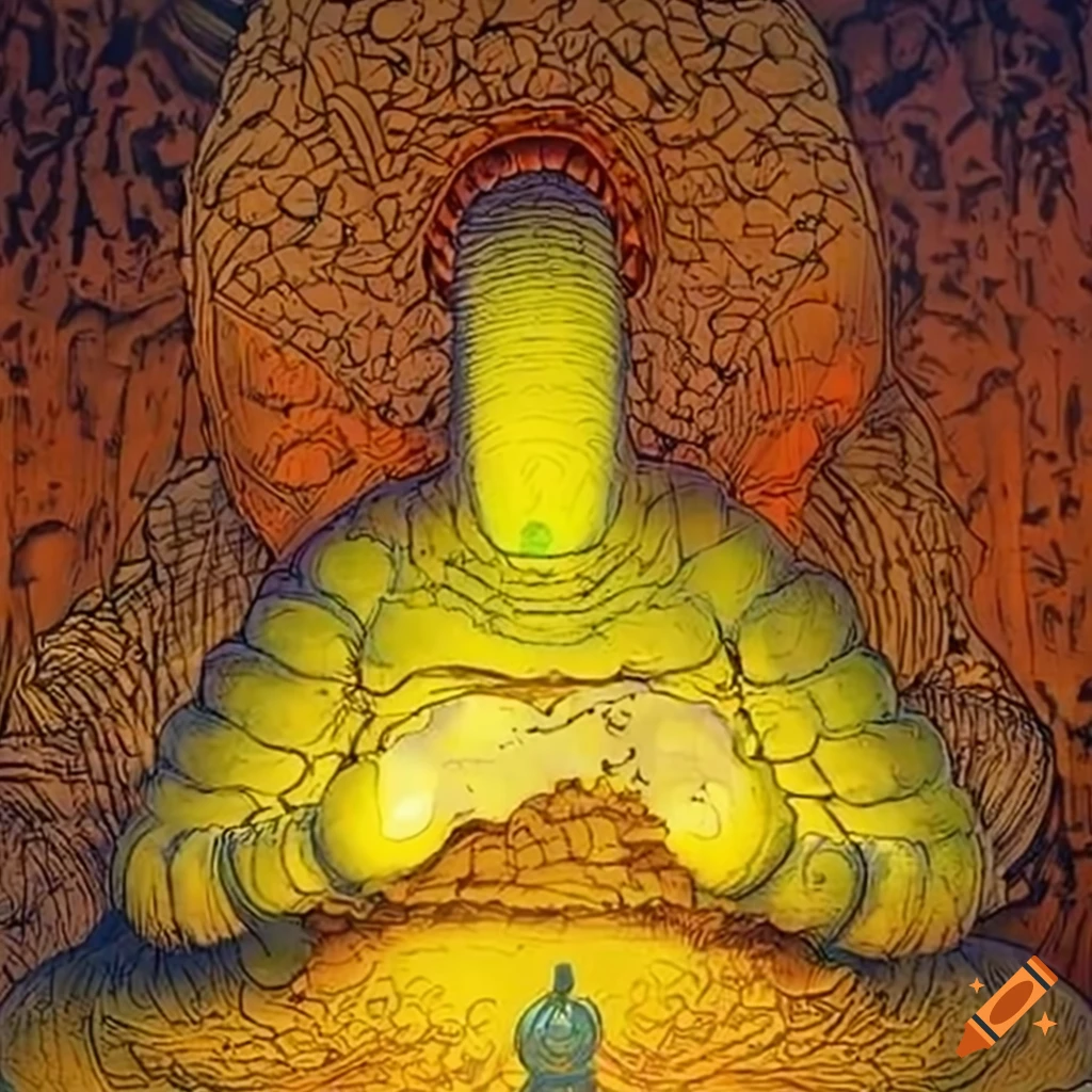 Yellow moebius bio machine art