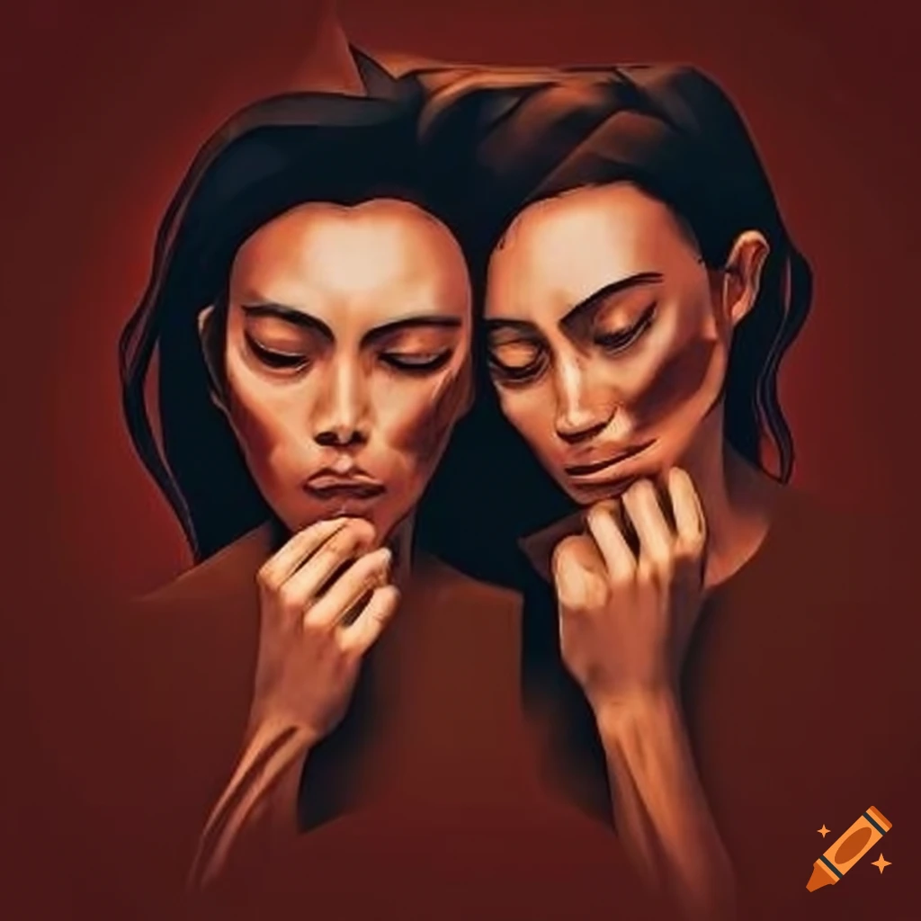 Two faces loking to each other on Craiyon