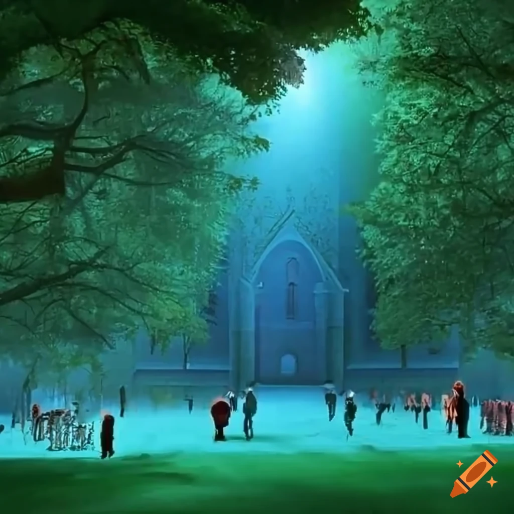 A group of people praying together under a tree church light on Craiyon