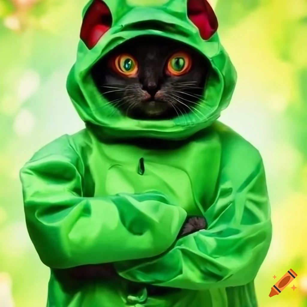 Cat in frog suit