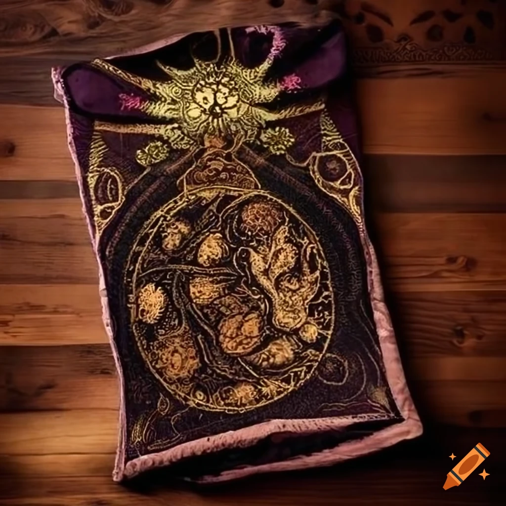 Mystical divination cloth featuring cacao-themed designs