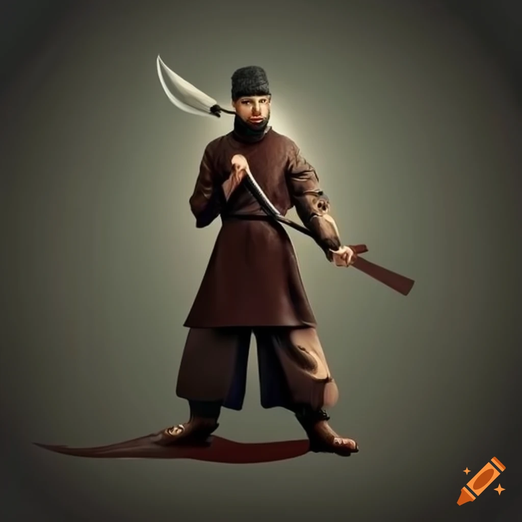 A young muslim warrior standing with confidence