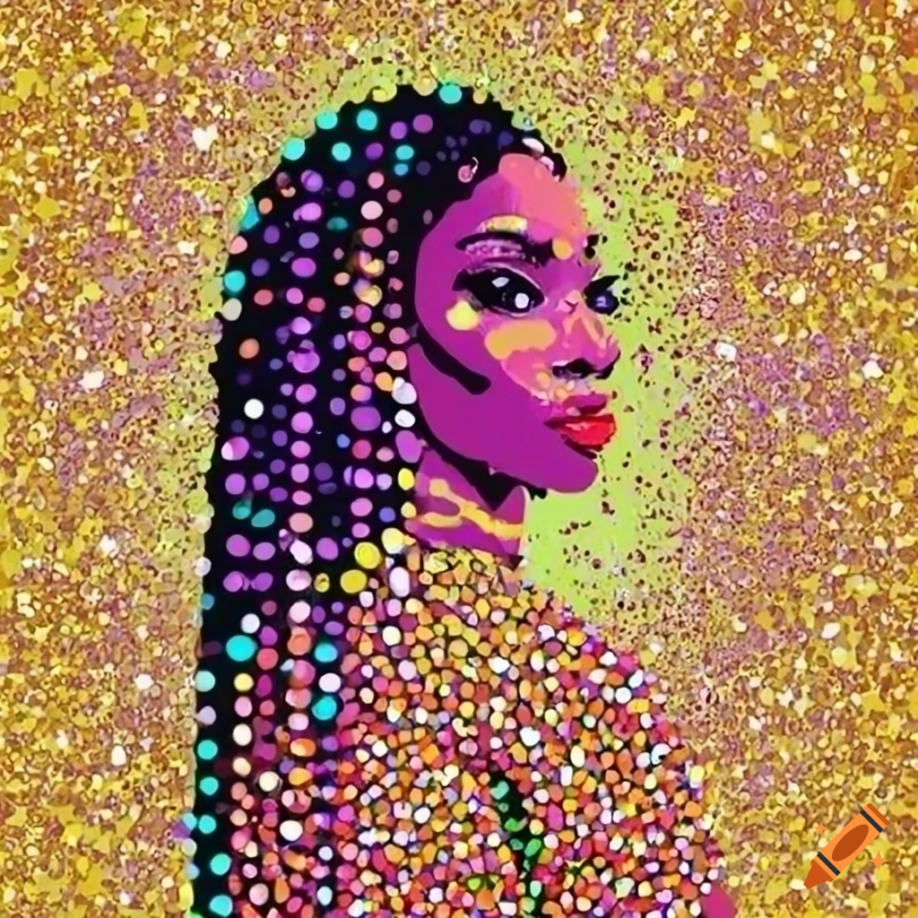 Pointillist dot art, modern illustration style, of Donna Summer on ...