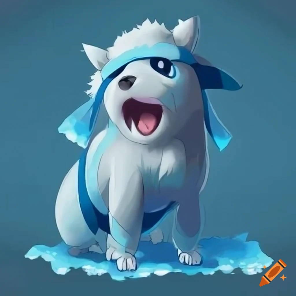 Small ice dog in pokemon style on Craiyon