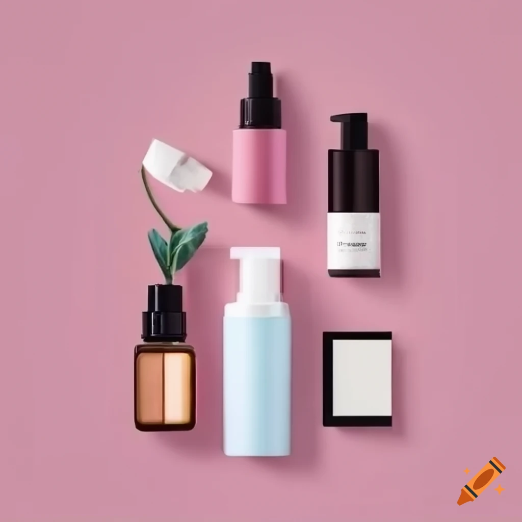 Collage with clean skincare products