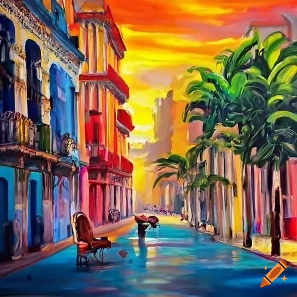 A vibrant painting showcasing the spirit of cuba