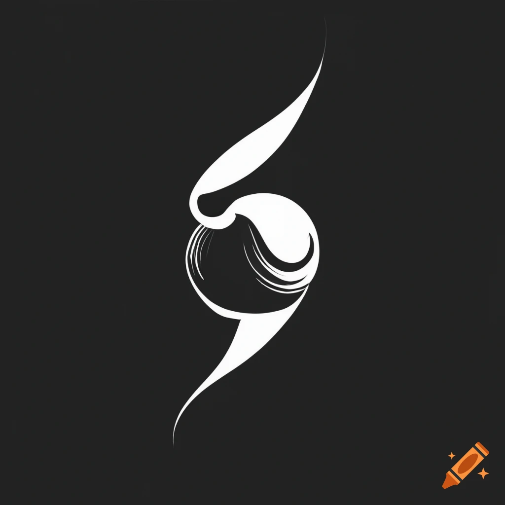Swishy logo black and white vector art simple minimalist on Craiyon