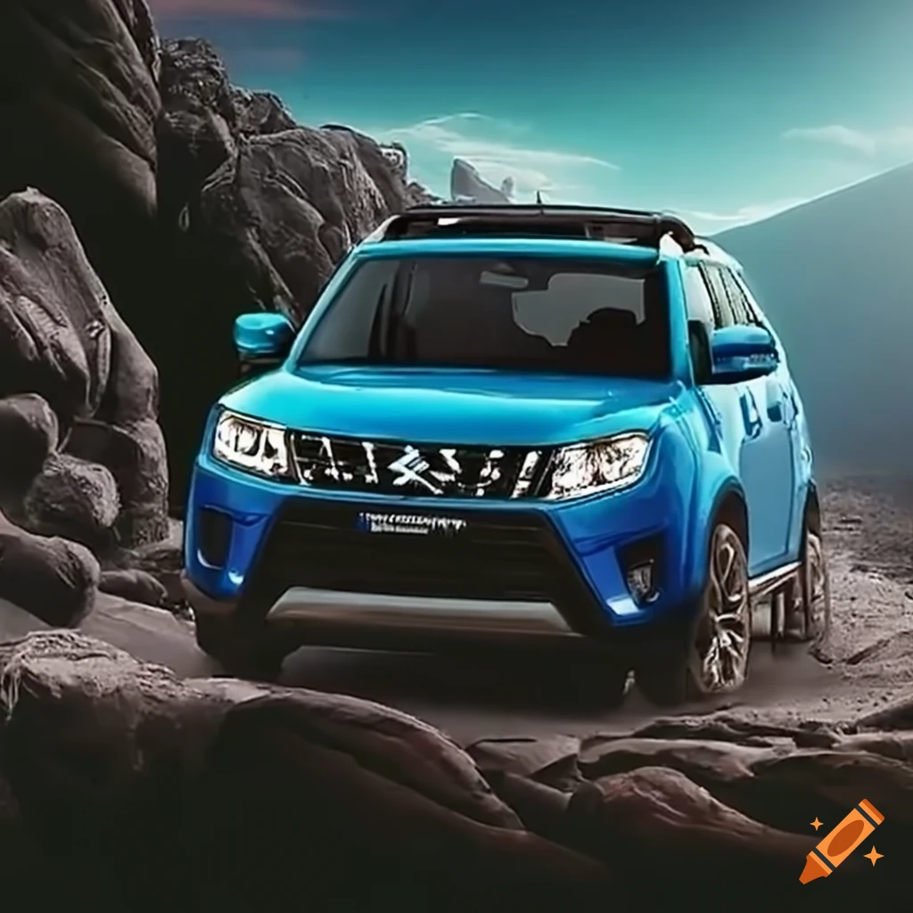 Suzuki suv driving on rocks on Craiyon