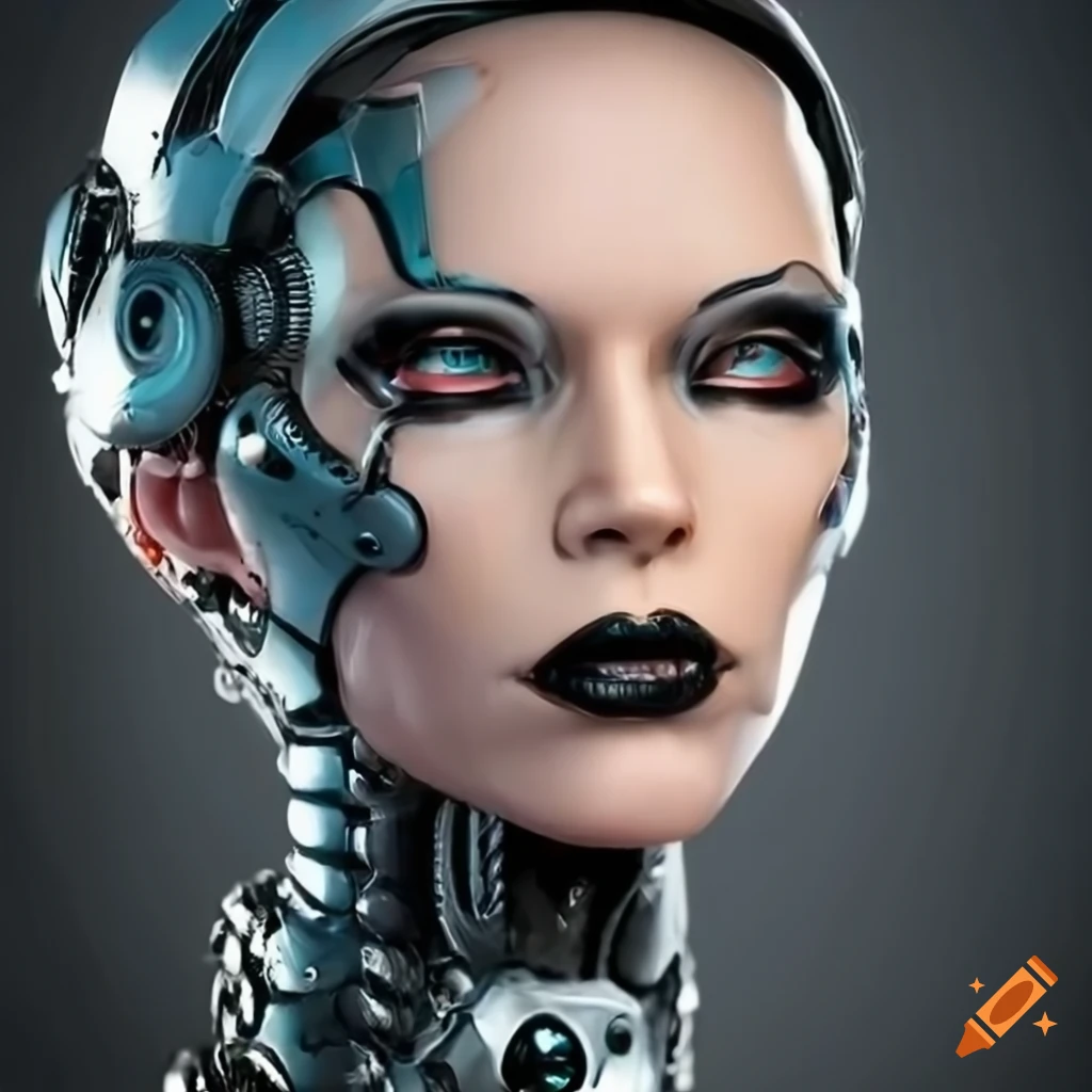 Woman cyborg head