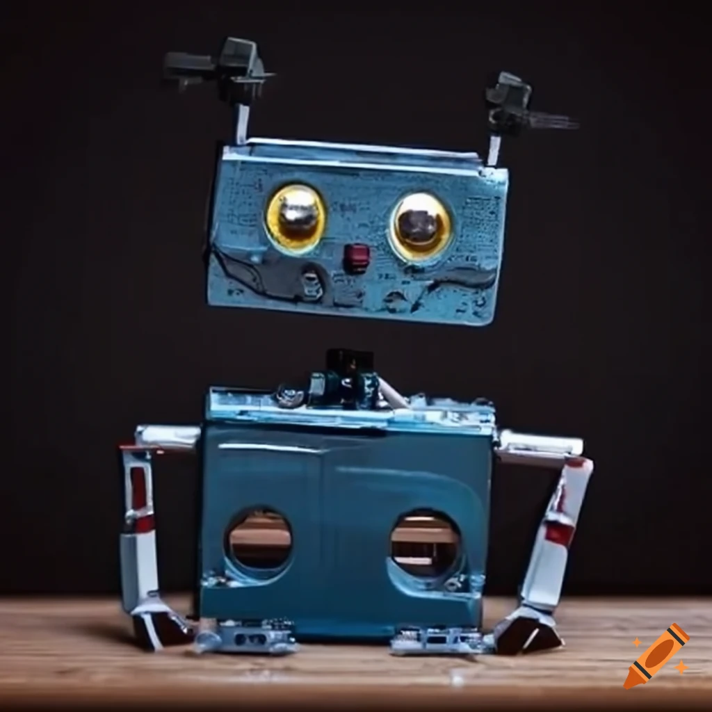 Robot made of cassette tapes on Craiyon