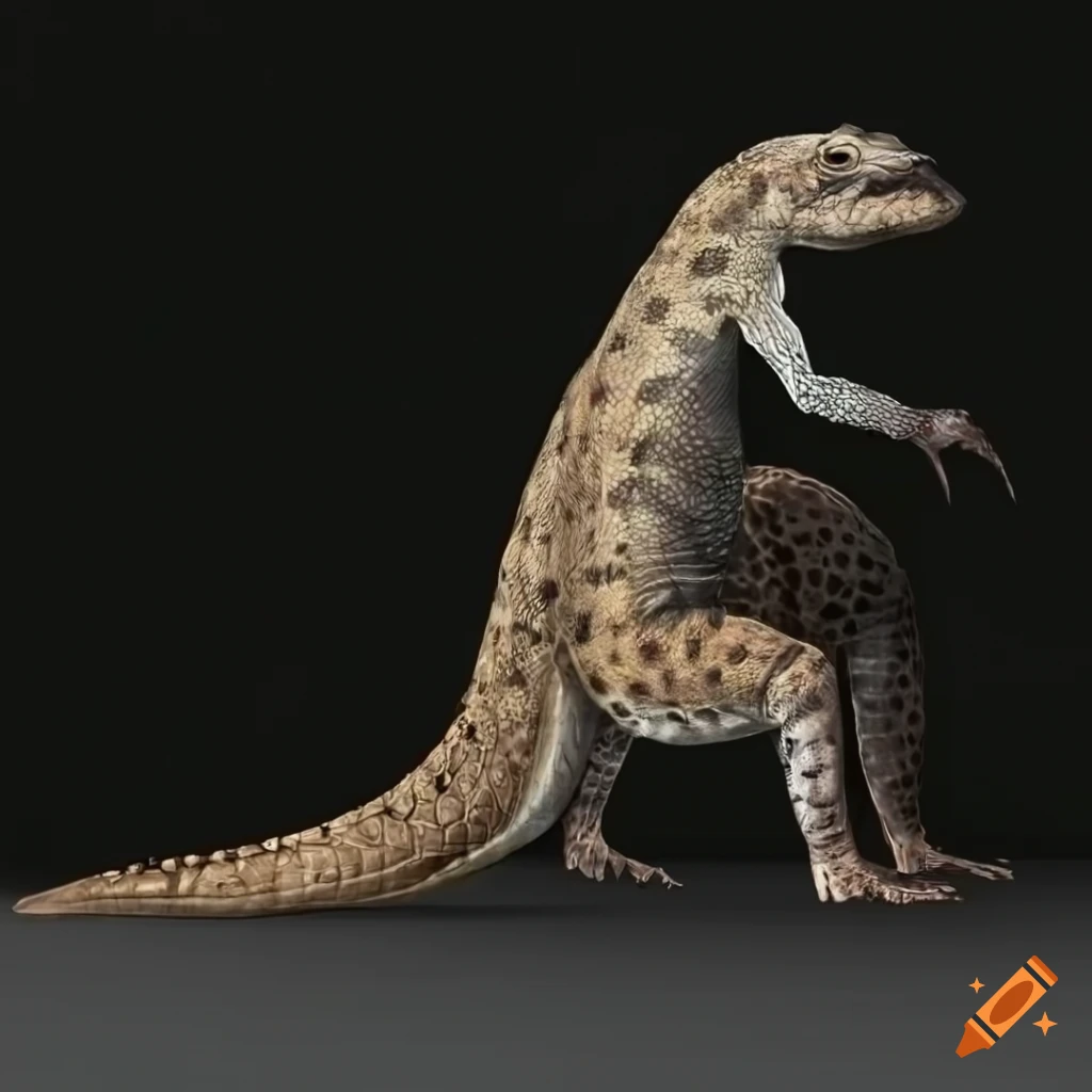 A whimsical mammal-reptile hybrid savannah creature inspired in both ...