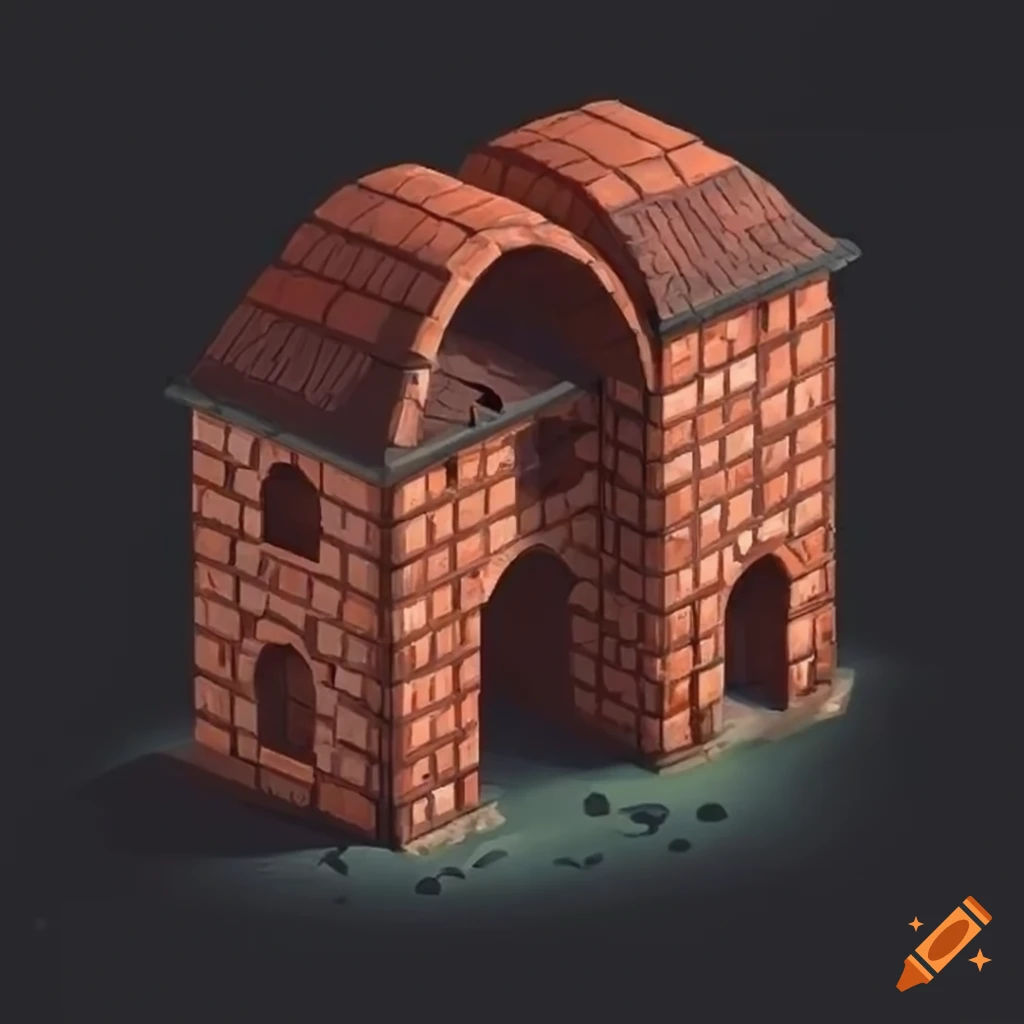 Arched brick building rpg tiles isometric